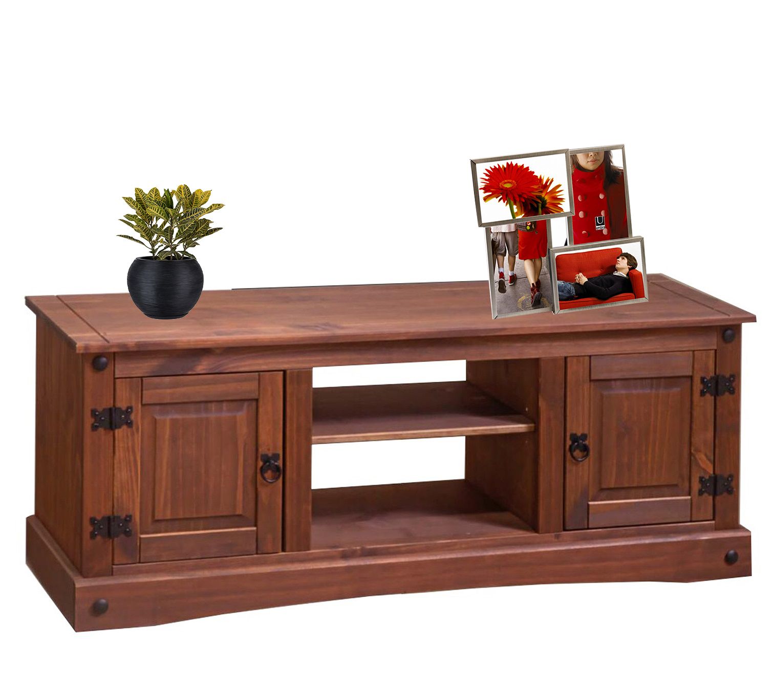 Rack De Madera Maciza Lustrada 2 Puertas 2 Estantes → LG Amoblamientos