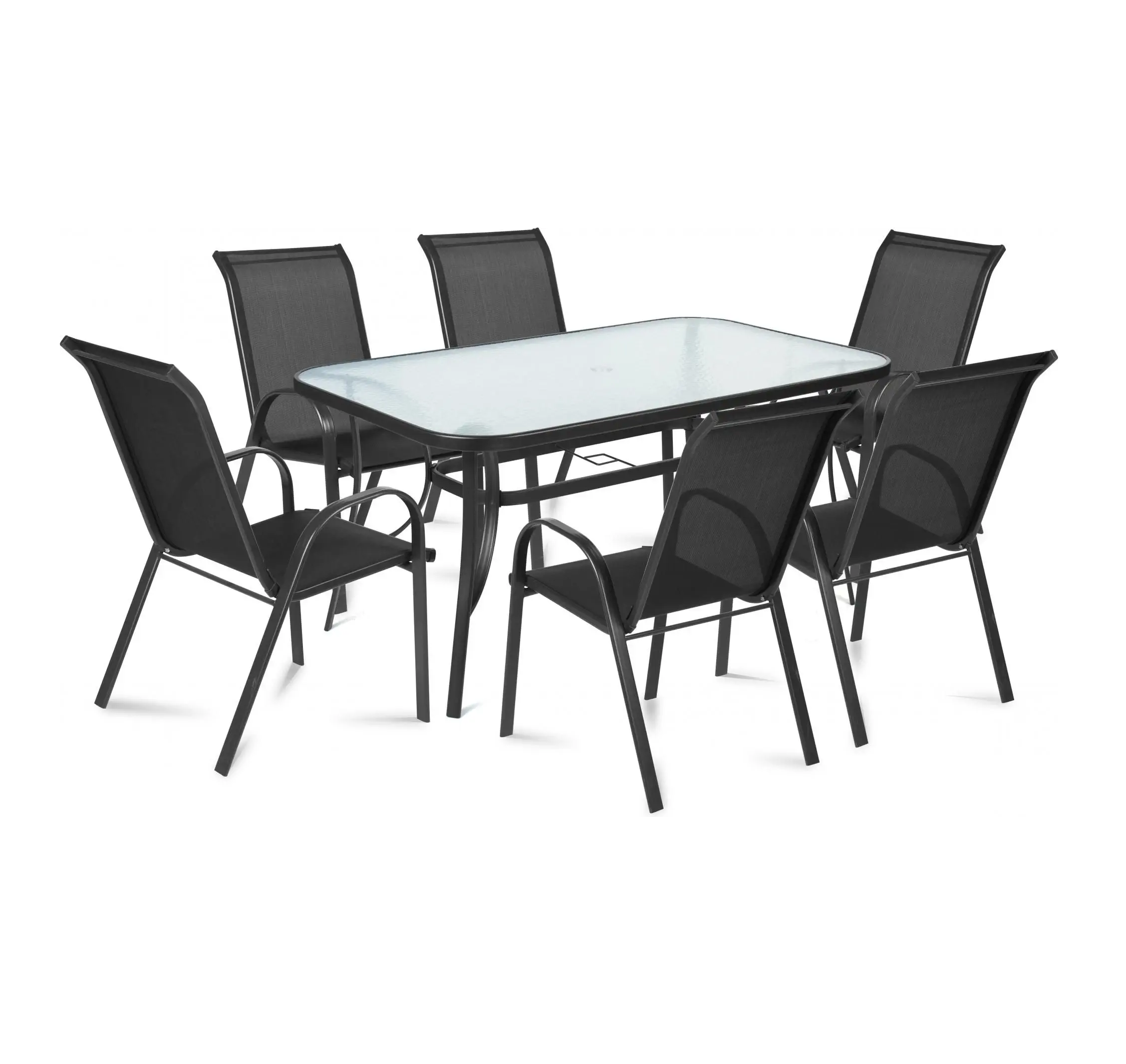 Juego Jardín Mesa Vidrio Rectangular + 6 Sillas Textilina → LG ...